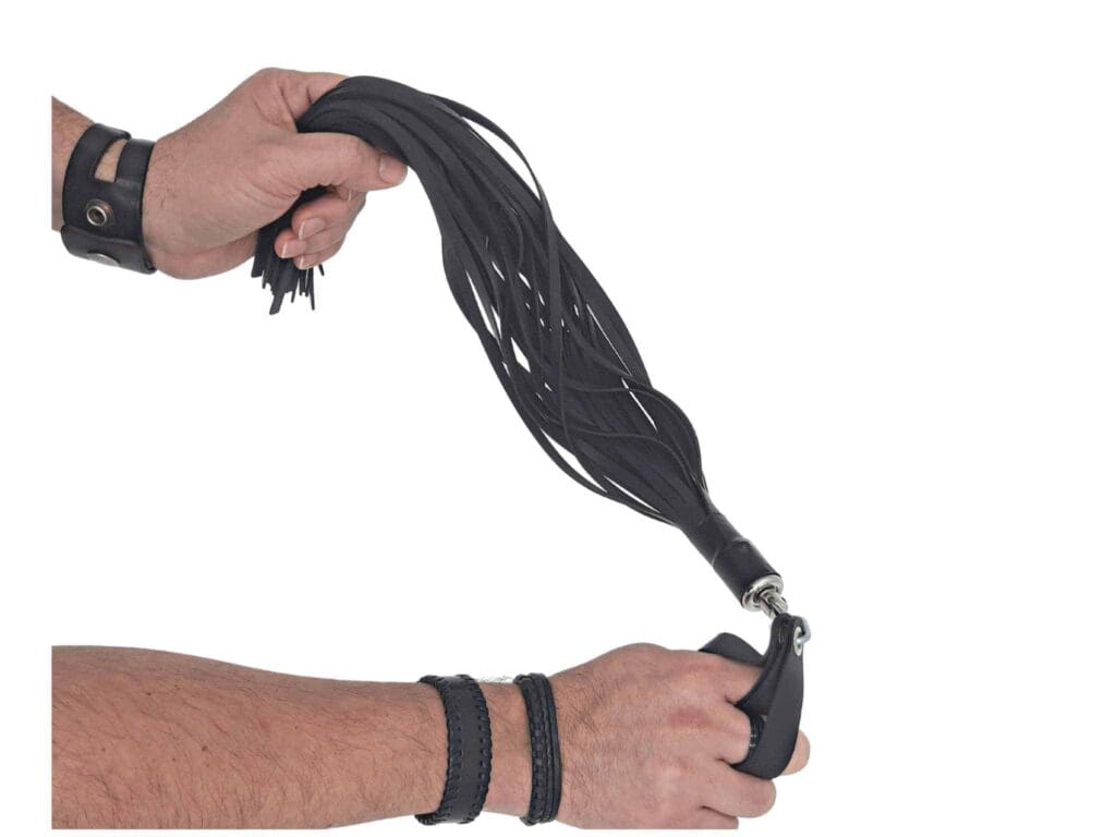 Painful Rubber 1/4” Flogger, Black, for Maximum Ouch - The Kink Shop